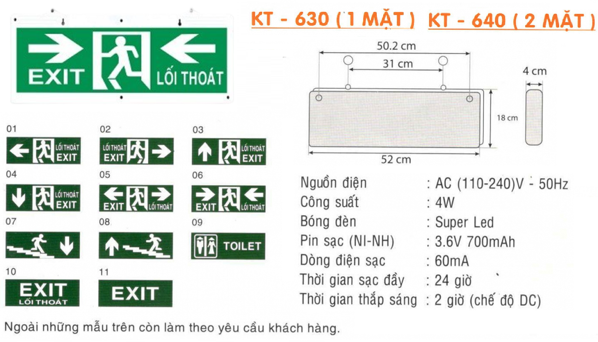 Đèn lối thoát hiểm Kentom KT-630 & KT-640